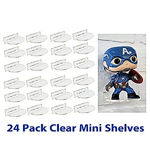 Clear Plexiglass Wall Stand, Stick On, Single Shelf No Nails or Screws, 24 pack