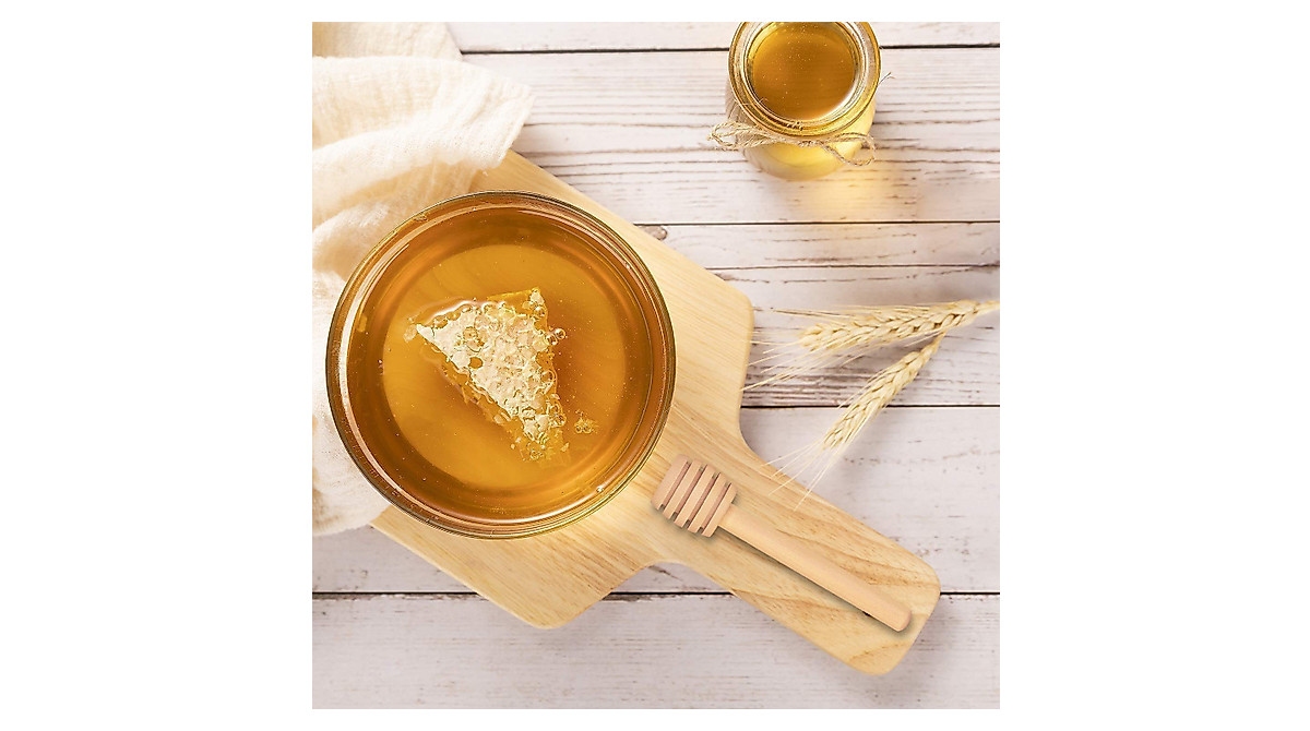 ICEYLI 4 Pcs Wooden Honey Dipper Set - 3 Inch