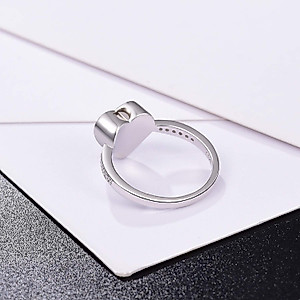 925 Sterling Silver Love Heart Urn Ring for pet Dog Cat's Ashes Keepsake Memorial Tiny Jewelry Forever in My Heart Paw Print Cremation Finger Rings(black 8)