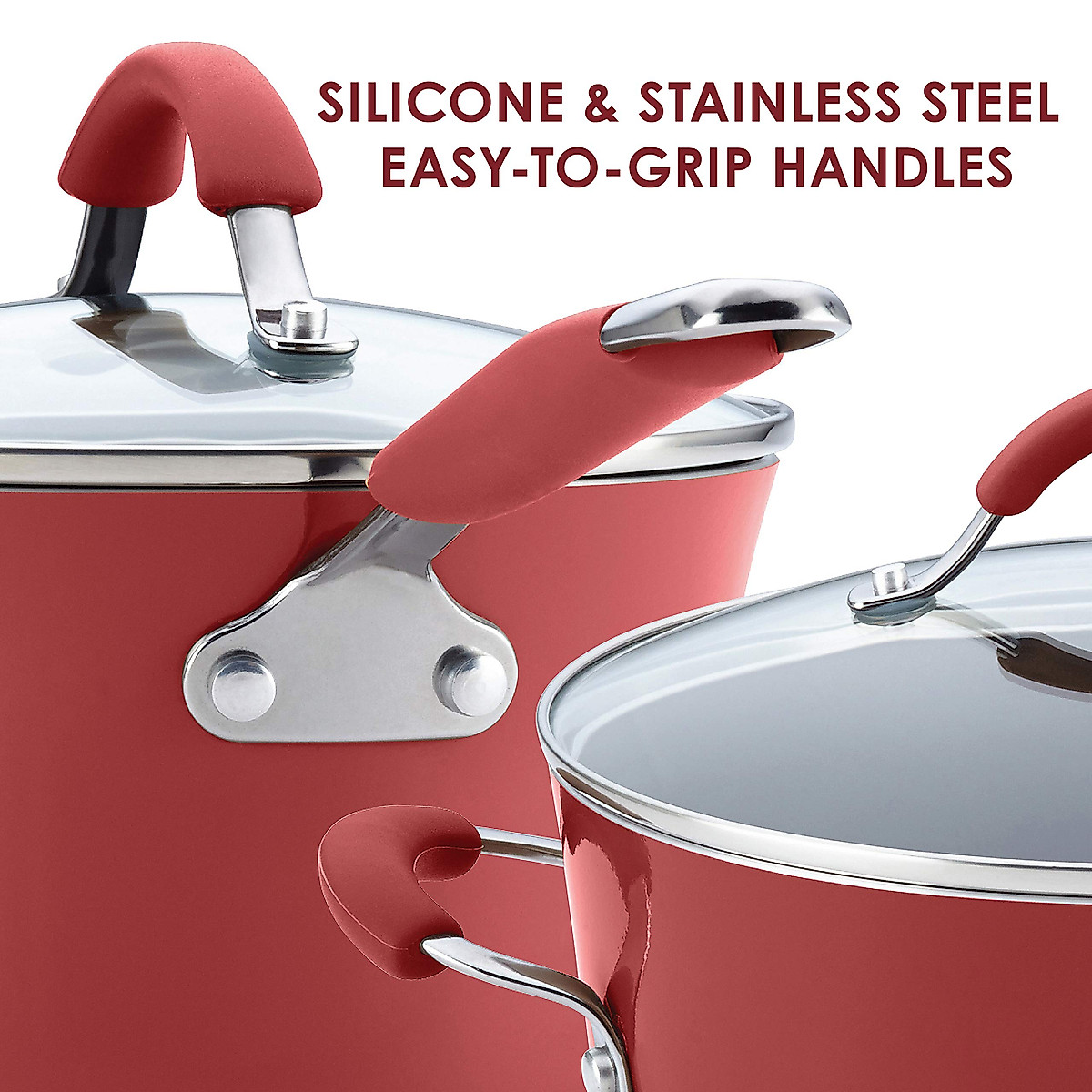 Rachael Ray Cucina Nonstick Frying Pan Set / Fry Pan Set / Skillet Set - 9.25 and 11 Inch, Cranberry Red