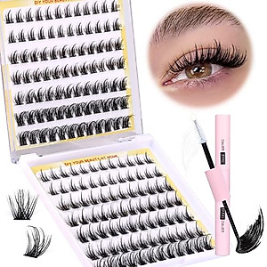 DIY Lash Extension Kit Lash Clusters Kit 168Pcs Natural Look Individual Cluster Eyelashes 10-16MM Eyelash Extensions at Home Lash Bond and Seal Strong Hold by Newcally