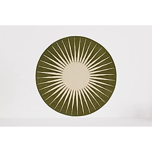 RugRestore Innovations Handmade Round Area Rug 100% New Zealand Wool Modern Circular Rug for Living Room Bedroom Dining Room Kitchen (Moss Green, 4 x 4 Round)