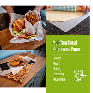 Papersaurus - 12" x 16" White Parchment Paper for Bakers (150 pcs) - Non-Stick Precut Sheets - Food Grade - Oven Safe Sheet Pan Liner - Great for Baking, Air Frying, and Cooking