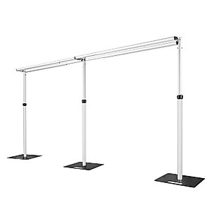 Topuoos 6-10' Tall x 10-20'Wide Double Crossbar Pipe and Drape Backdrop Kit, Heavy Duty Backdrop Stand, Adjustable Backdrop Stand for Birthday, Party, Wedding Decoration