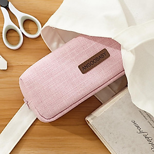 ANGOOBABY Small Pencil Case Student Pencil Pouch Coin Pouch Cosmetic Bag Office Stationery Organizer for Teen School-Pink