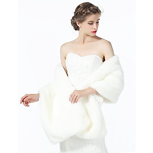 Faux fur Shawl Wrap for Wedding Women Shrug Bridal Stole Winter Cover Up Bridesmaids Cape