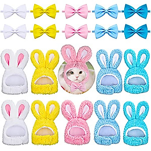 20 Pcs Easter Costume Set Bunny Ears Costume for Dogs Cats 10 Bunny Rabbit Hat with Ears Bunny Ears Pet Headband 10 Bowtie Collar Hats for Cats Small Dogs Costume Accessory