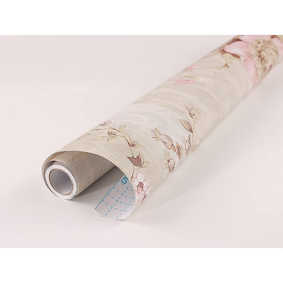 Self Adhesive Vinyl Pink Peony Floral Contact Paper with Wallpaper Smoothing Tool Kit - Decorative Floral Shelf Liner Cabinets Dresser Drawer Furniture Walls Crafts Decor Sticker 17.7"X117"