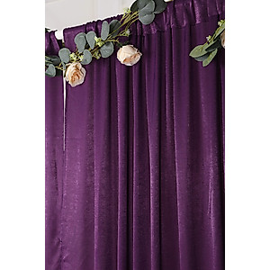 SHERWAY 9.6 Feet x 10 Feet Purple Silky Soft Curtain Wedding Backdrop Drapes, Slightly Shiny Satiny Window Curtains for Party Ceremony Decoration