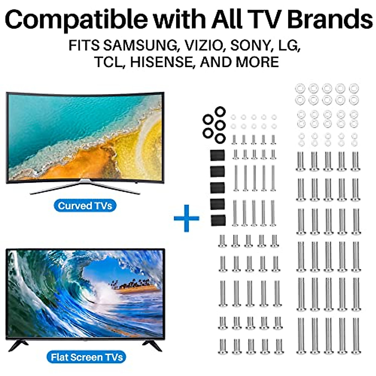 Rust-Free Universal TV Mounting Hardware Kit Includes M4 M5 M6 M8 Stainless Steel Bolts, Washers, and Spacers, Fit All TVs up to 80 inch (125 pcs)
