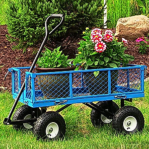 Sunnydaze Utility Cart with Removable Folding Sides, 400 Pound Weight Capacity