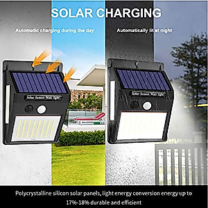 Jings Solar Lights Outdoor, 100LED Outdoor Solar Lamp PIR Motion Sensor Wall Light Waterproof Solar Powered Lights for Garden Fence Door,4pcs