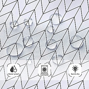 Riyidecor Black White Stall Small Dorm Camper Shower Curtain Liner RV Narrow Walkin Standing Half Little Size 36Wx72H Inch Chevron Herringbone Geometric Tiny Single Stand Up Fabric Bathroom Decor