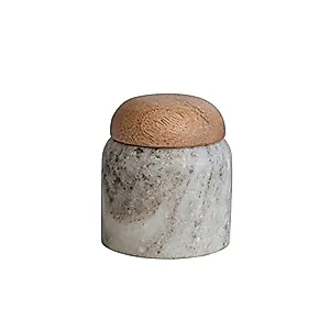 Creative Co-Op Modern Marble Wood Lid, Natural Canister