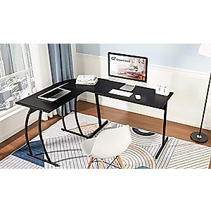 GreenForest L Shaped Gaming Desk 58.1 inch Home Corner Office Desk Writing Studying Computer Table PC Workstation for Home Office Bedroom, Black