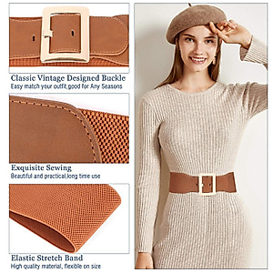 JASGOOD Women Dress Waist Belt Stretchy Elastic Vintage Belts for Dress with Metal Buckle