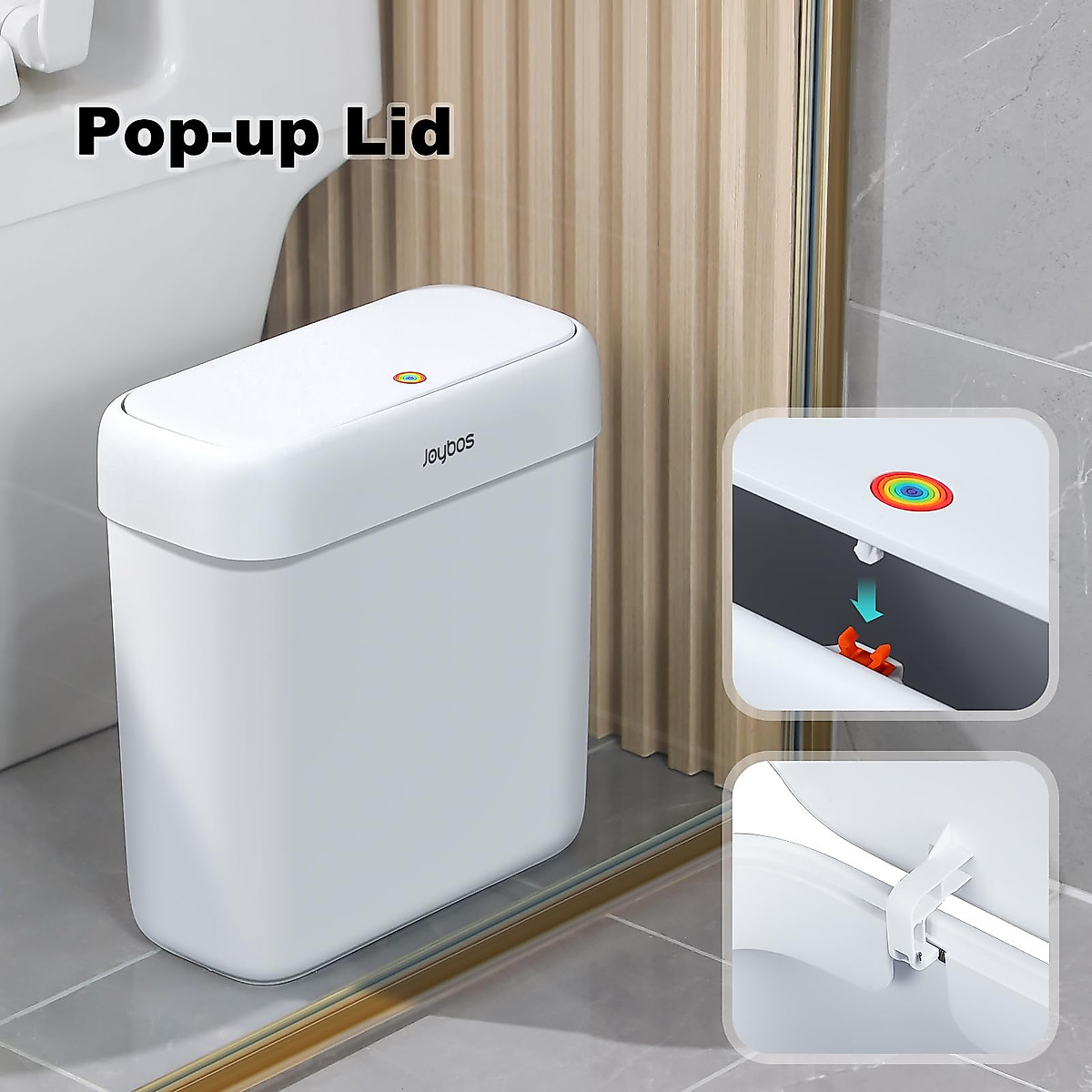 funest Bathroom Small Trash Can with Lid,10L / 2.7 Gallon Slim Garbage Bin Wastebasket with Press Top Lid for Bedroom,Rv,Office,Kitchen,Craft Room