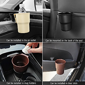 Hanging Cup Holder with 2 Kinds of Hooks,Multi-Function Car Cup Holder Organizer Car Seat Cup Holder for Drinks,Glasses Holder,Pen,Various Bits and Bobs (Brown)