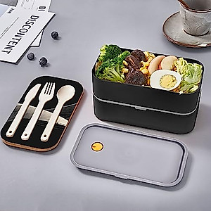 Abstract Curves Adult Lunch Box, Bento Box, With Cutlery Set Of 3, 2 Compartments, Rectangular, Lunch Box For Adults