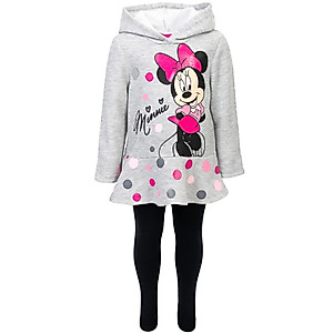 Disney Minnie Mouse Toddler Girls Pullover Fleece Hoodie & Leggings Heather Grey 4T