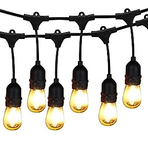 FRIXCHUR 49 FT Black Outdoor String Lights Waterproof Connectable Hanging Lights for Backyard Porch Deck Garden E26 Socket Base Patio Lights (Light Bulb not Included)