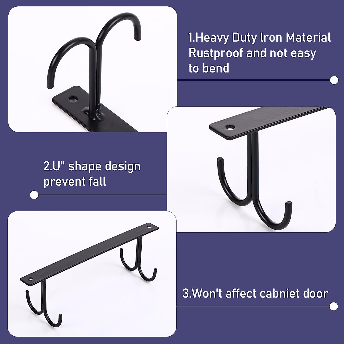 VIAV Coffee Cup Holder-Mug Hooks Holder for Cabinet,Cup Organizer for Kitchen Cabinets and Storage Handing Coffee Cup Mug Rack for Kitchen Cabinet Organizer(2PCS)