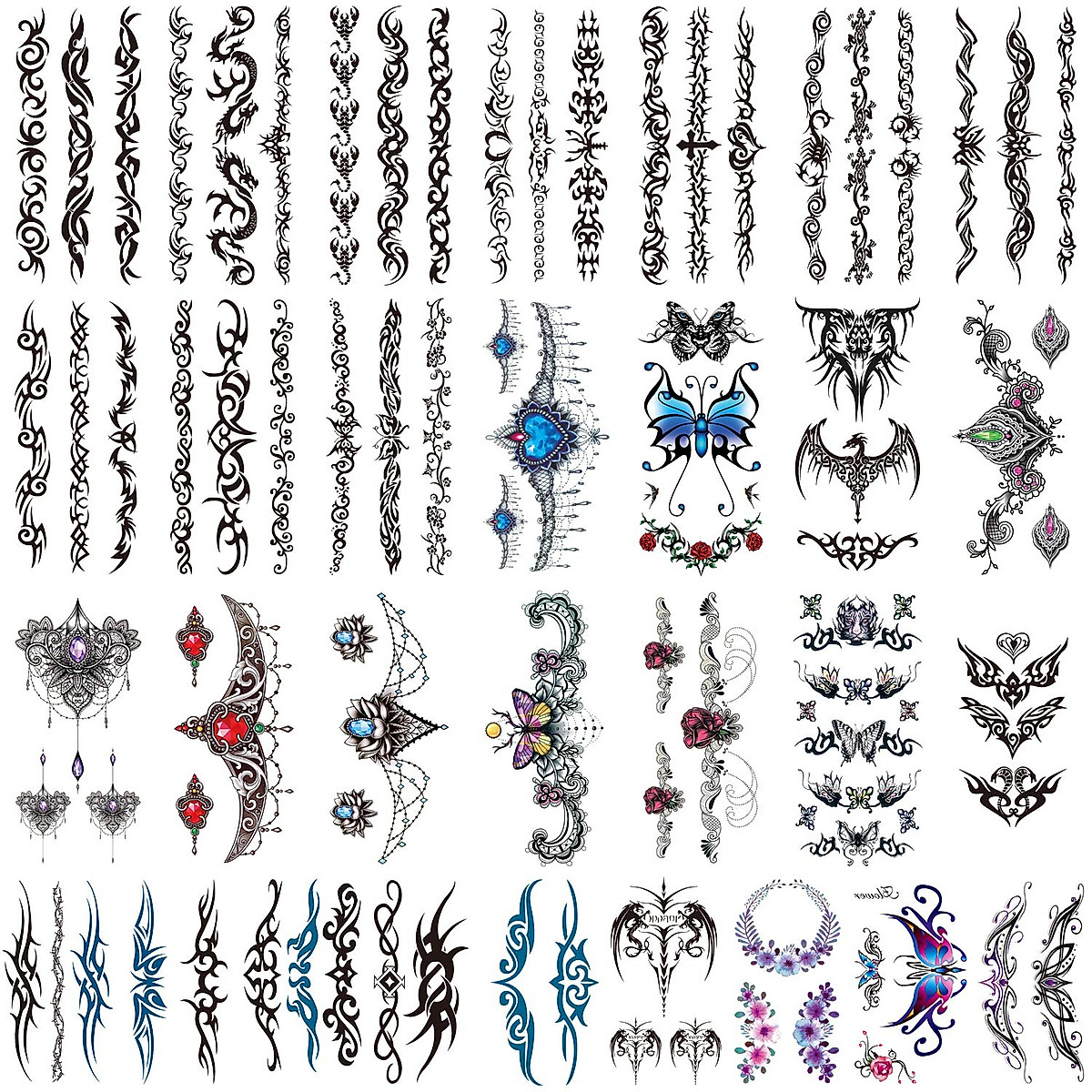 30 Sheets Waist Sexy Body Temporary Tattoo Sticker For Women Lady