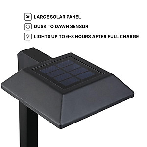 LampLust Black Solar Pathway Lights Outdoor, 4 Pack Stainless Steel Modern Path Lights, Waterproof, LED Metal Solar Garden Light for Yard, Walkway, Driveway & Landscape Lighting