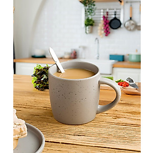 famiware Speckled Coffee Mugs Set of 4, 13oz Large Stoneware Coffee Mugs, Modern Coffee Mugs Set with handle for Tea, Latte, Cappuccino, Milk, Cocoa, Dark Grey………