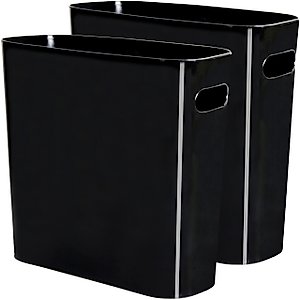 Youngever 1.5 Gallon Slim Trash Can, Plastic Garbage Container Bin, Small Trash Bin with Handles for Home Office, Living Room, Study Room, Kitchen, Bathroom (2 Pack Black)