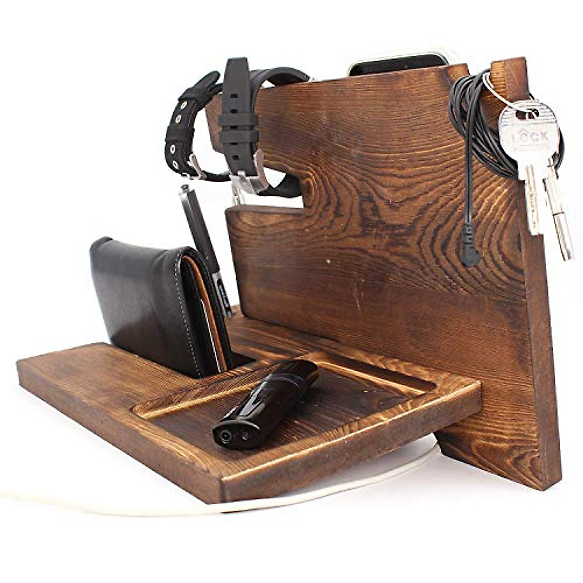 World's Best Grandpa -Dad /Father Gifts from Daughter/Son, Birthday/Christmas/Anniversary Wooden Desk Docking Station
