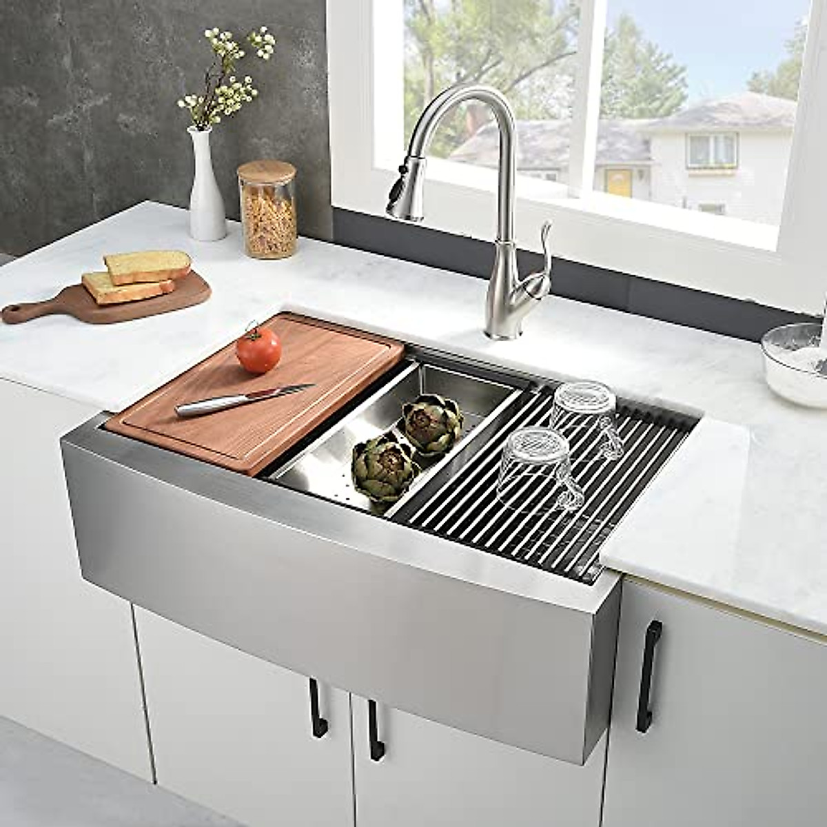 30 Inch Stainless Steel Farmhouse Sink-Jshozzy 30x22 Farm Sink Apron Front Farmhouse Kitchen Sink 16 Gauge Stainless Steel Single Bowl Kitchen Sink
