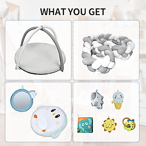 Yacul Baby Play Gym Mat, Thick Soft Baby Gym Tummy Time Activity Mat with Detachable Toys, Stage-Based Developmental Activity Gym & Play Mat for Baby to Toddler