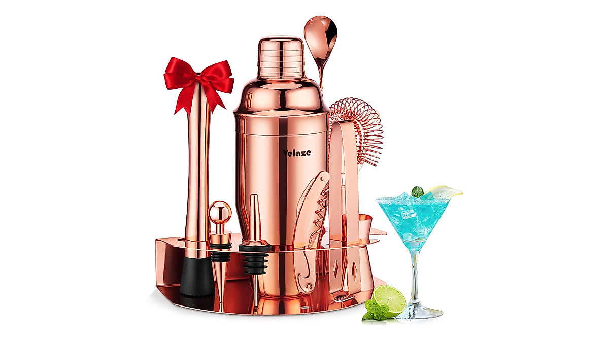 Velaze Rose Gold Cocktail Shaker Set - 10 Pieces