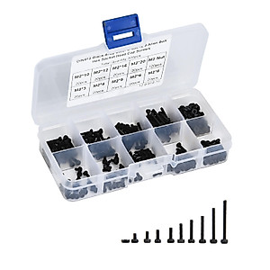 300PCS M2 x 3-20mm 12.9 Grade Black Hex Socket Screw Bolt and Nut Kit Alloy Steel Button Head Socket Bolts