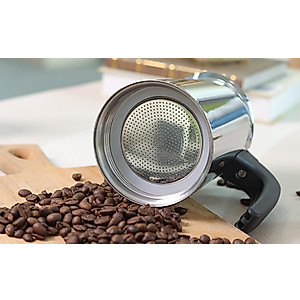 Sivaphe 6 Cups Stovetop Espresso Coffee Maker Replacement Parts Stainless Steel Moka Pot, 1 Filter and 3 Silicone Gasket Seals