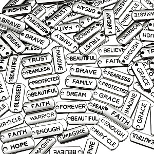 80 Pieces Word Charms Pendants Engraved Motivational Jewelry Making Accessories for DIY Necklaces, Bracelets, Key Chains(Silver)