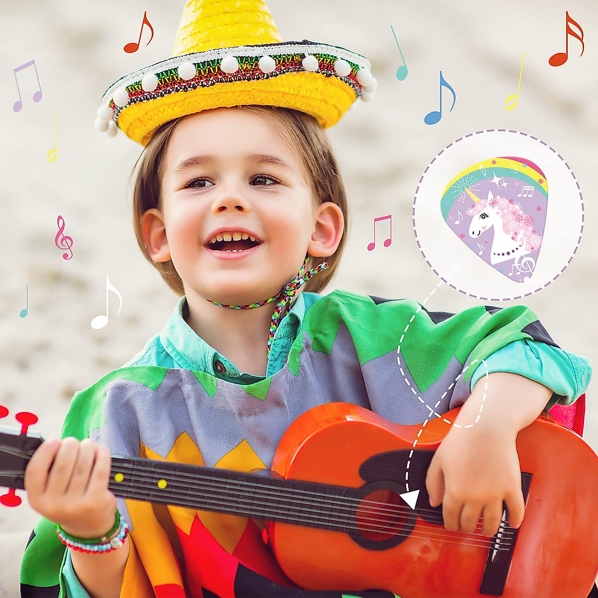 24 Pieces Unicorn Guitar Picks, Unicorn Guitar Picks with 1 Pick Holder Case, Guitar Picks for Guitar Bass Music Instruments