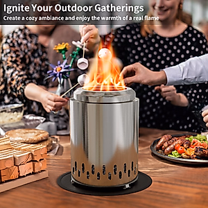 Tectsia Tabletop Fire Pit, 7.8 x 5.5 Inch Mini Smores Table Top Firepit, Protable Small Tabletop Firepit with Folding Stand, Fireproof Mat, Travel Bag, 304 Stainless Steel, Fueled by Pellets or Wood