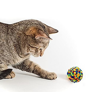 Andiker 6Pcs Assorted Color Cat Ball Toys, Woolen Yarn Puffs Cat Pom Pom Balls Interactive Kitten Chasing Toys