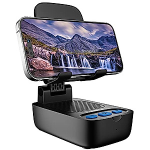 COMISO Cell Phone Stand with Wireless Bluetooth Speaker, HD Stereo Sound Speaker for Home & Outdoor, Punchy Bass, Unique Ideal Gifts for Men Women, Mobile Holder Compatible with Phone & Tablets -Black