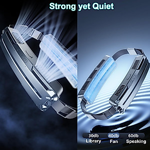 Portable Waist Fan with 2 Cooling Plates, Wearable Clip on Fan 5000mAh Rechargeable Travel Fan 3 Speeds 6000RPM Strong Airflow, Personal Body Shirt Fan Belt Clip Fan for Outdoor Work Camping Fishing