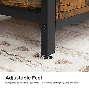 VASAGLE Entryway Storage Bench, Flip Top Ottoman and Trunk with Padded Seat, Bed End Stool, Supports 198 lb, 31.5”L x 15.7”W x 19.7”H (80 x 40 x 50 cm), Rustic Brown + Black