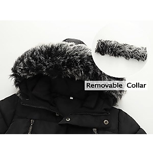 YAGATA Toddler Coat Thicken Fur Collar Hoodie Down Toddler Jacket Warm Toddler Winter Puffer Jacket Black 1-2T 90