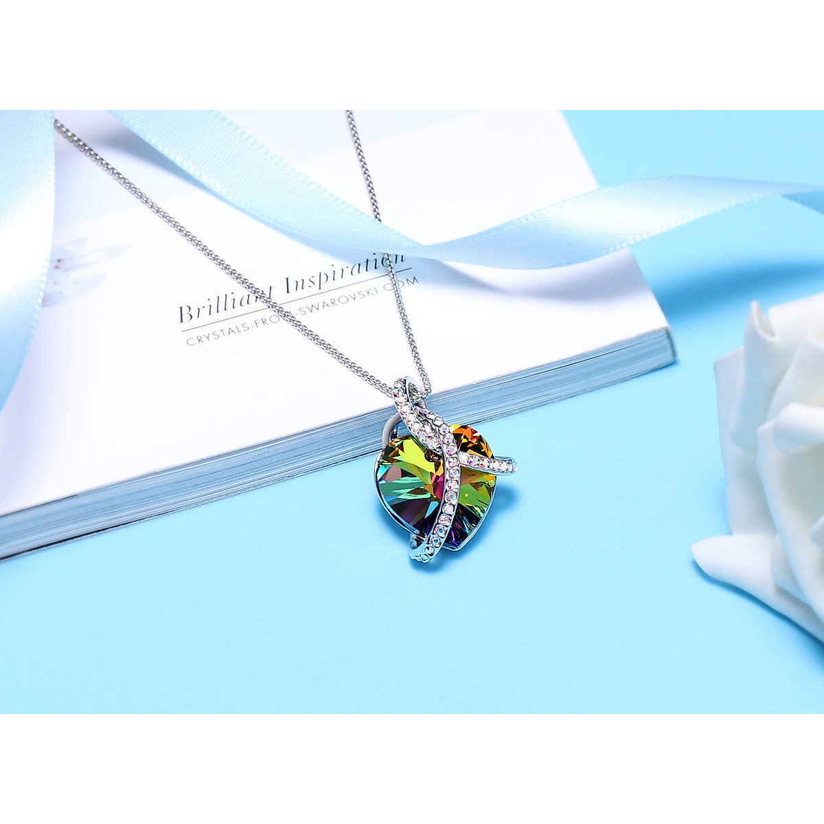 PLATO H Heart Pendant Necklace, Infinity Wrap Crystal Charm, Elegant Gift for Women, Perfect for Birthdays, Anniversaries, Valentine's Day