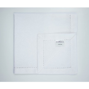 PurpleEssences Set of 12 Hemstitch Cloth Dinner Napkins 100% Cotton - Soft Durable Washable -Ideal for Wedding Fall Thanksgiving and Christmas - Perfect Everyday Use Table Linen 18x18 - White