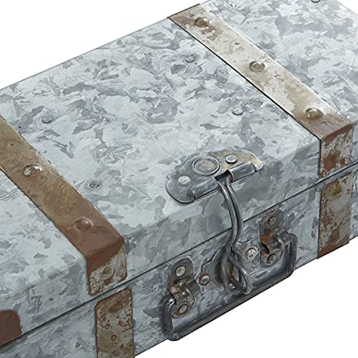 Deco 79 Metal Box with Hinged Lid, Set of 3 13", 16", 19"W, Gray