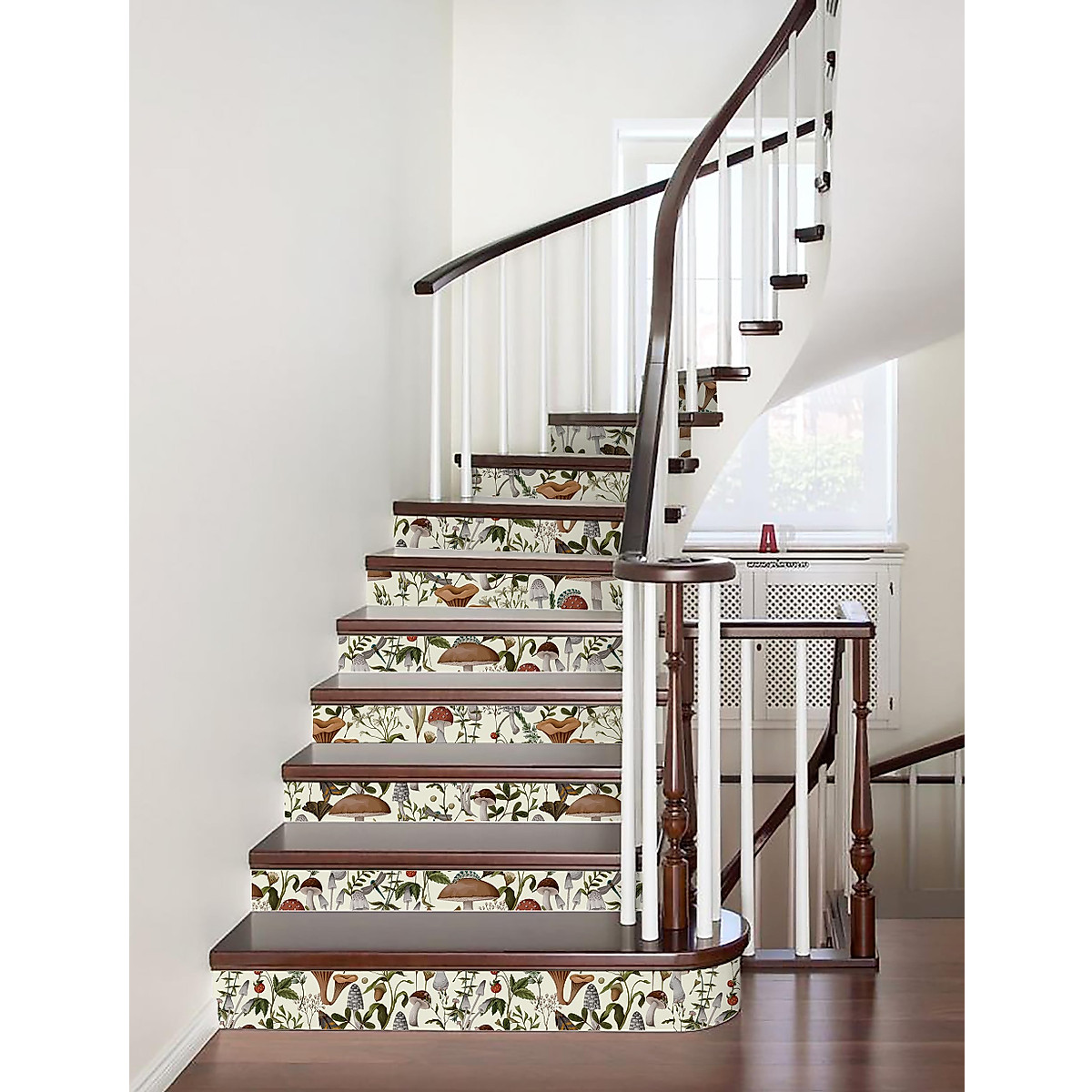 HAOKHOME Boho Peel and Stick Wallpaper Mushroom Forest Removable Stick on Contact Paper for Kitchen Bathroom Beige/Brown/Green 17.7in x 9.8ft