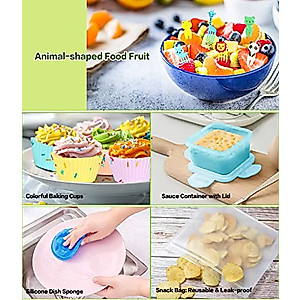 27 PCs Bento Box Lunch Box Kit, Stackable 3-in-1 Compartment Japanese Lunch Box Set w/ Soup Cup Sauce Can, Spoon Fork, Cake Cups, Fruit Picks, Snack Bags, Leakproof Lunch Container for kids and Adults