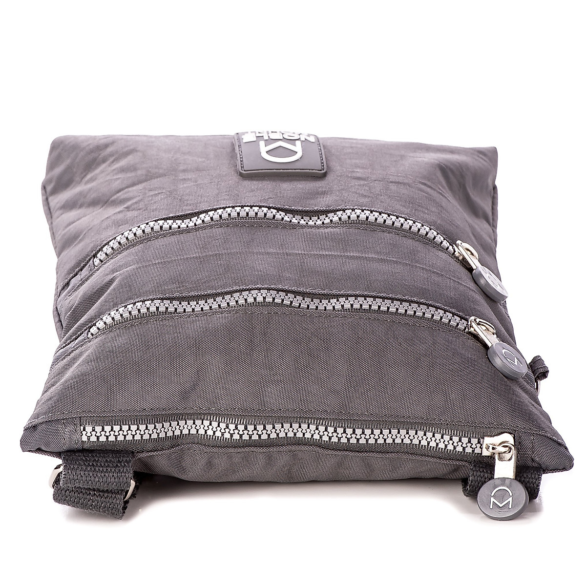 Womens Crinkle Nylon BFF Crossbody Handbag - Dark Grey